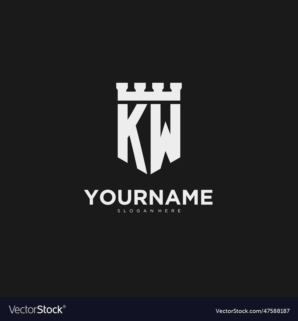 Initials Kw Logo Monogram With Shield Royalty Free Vector