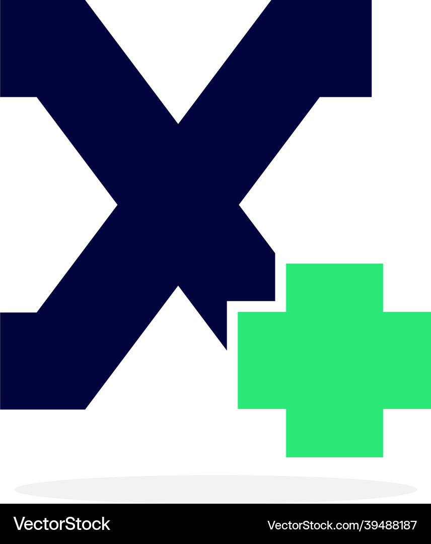 Logo letter medical cross x Royalty Free Vector Image
