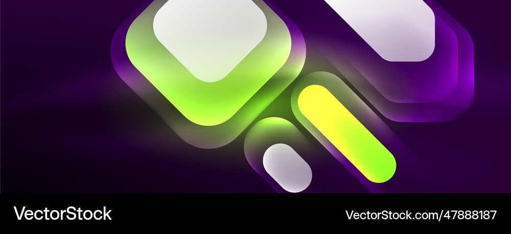 Neon lines squares and round shapes abstract Vector Image