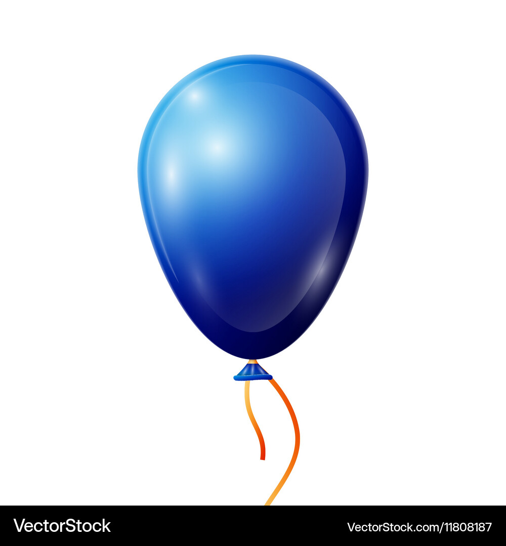 Realistic blue balloon with ribbon isolated Vector Image