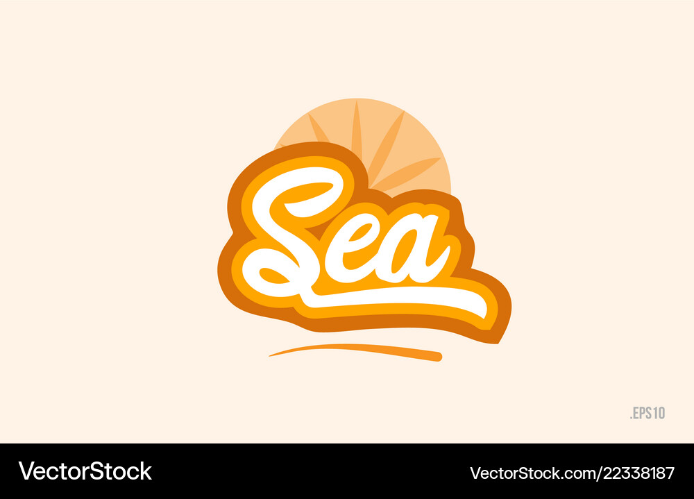 Sea orange color word text logo icon Royalty Free Vector