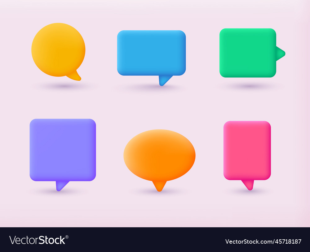 Speechset of 3d speak bubble chatting box message Vector Image