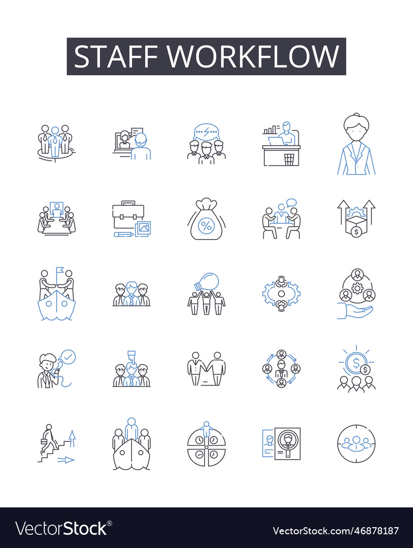 Staff Workflow Line Icons Collection Purity Vector Image