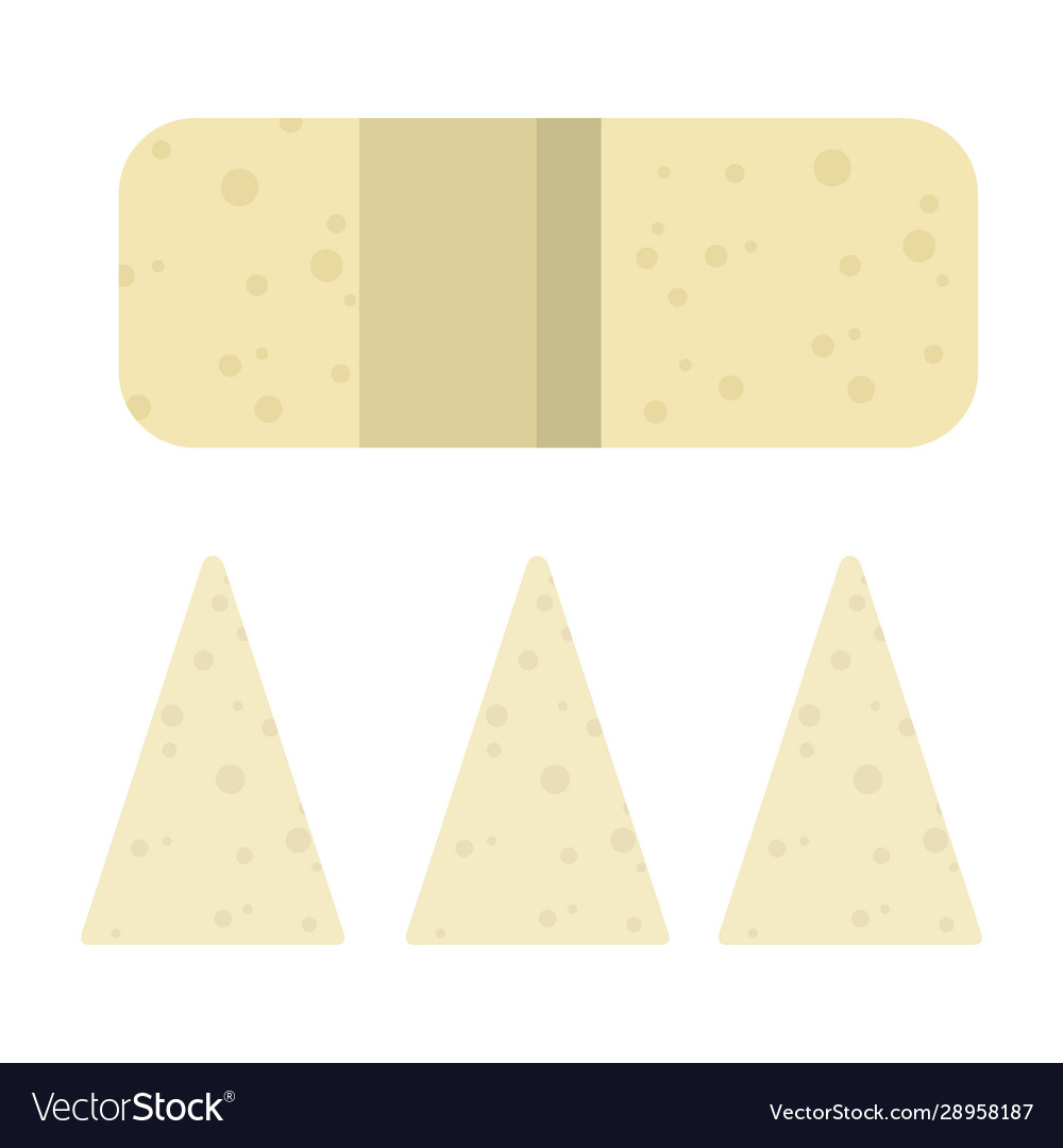 Triangular pieces cheese flat isolated Royalty Free Vector