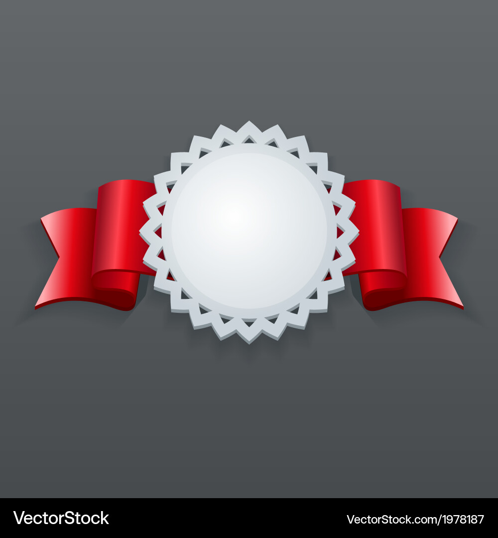 White vintage paper label with nice red ribbons Vector Image