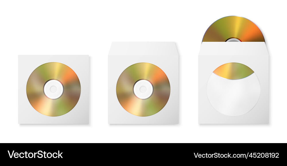 3d realistic golden cd dvd with paper Royalty Free Vector