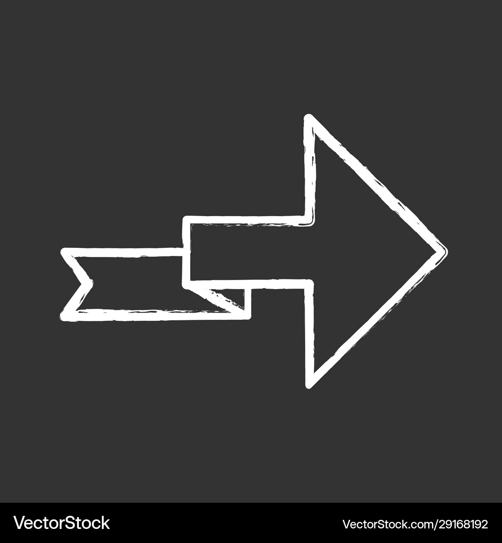 Arrow with folding line chalk icon right turning Vector Image