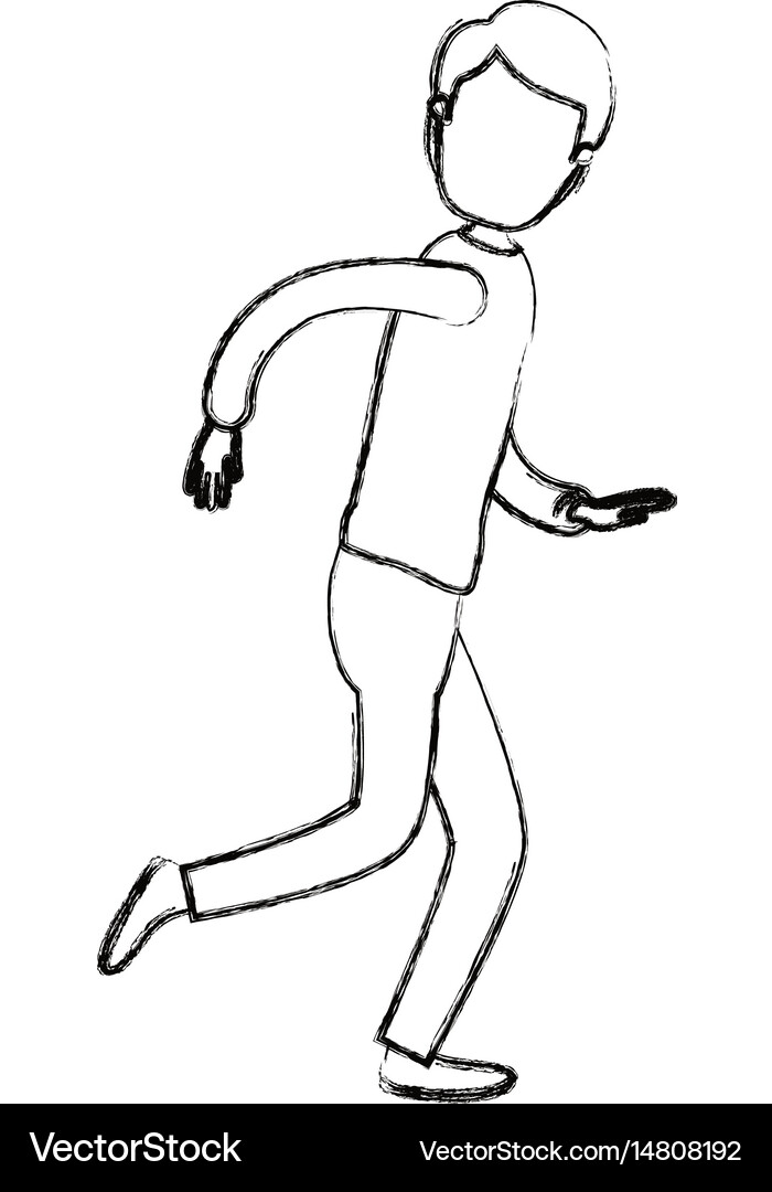 Blurred silhouette cartoon faceless full body guy Vector Image