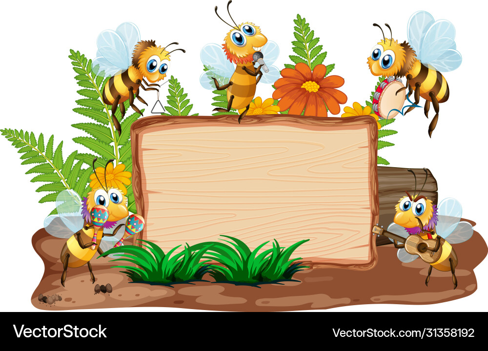 Border template design with insects in garden Vector Image