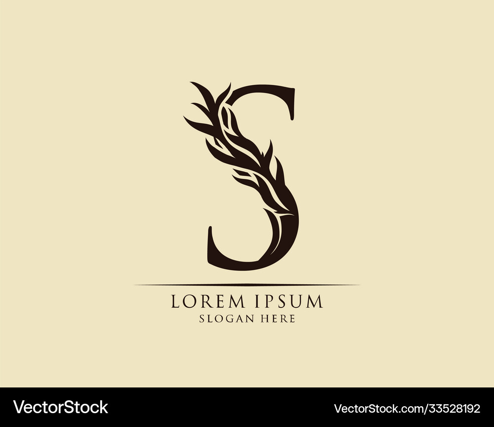 Calligraphy s letter graceful royal style Vector Image