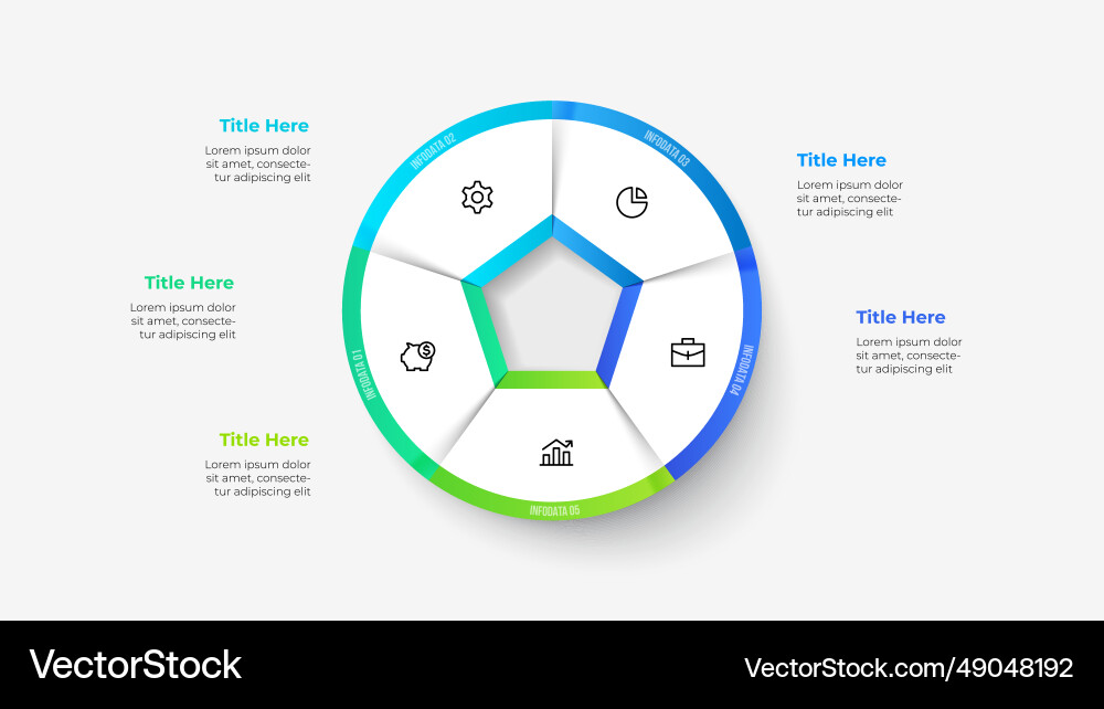 Circle element is divided into 5 parts business Vector Image