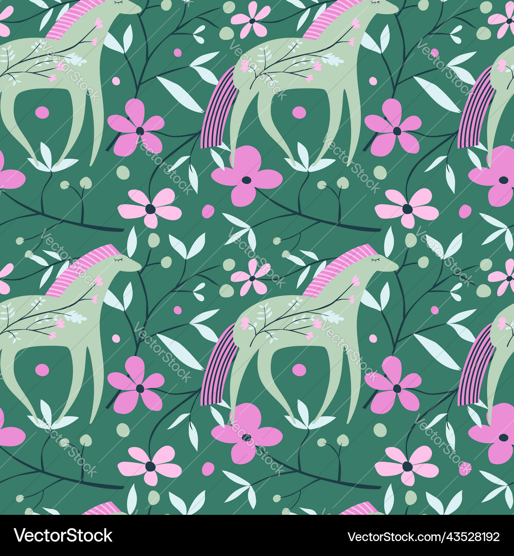 Cute horse seamless pattern im scandinavian Vector Image