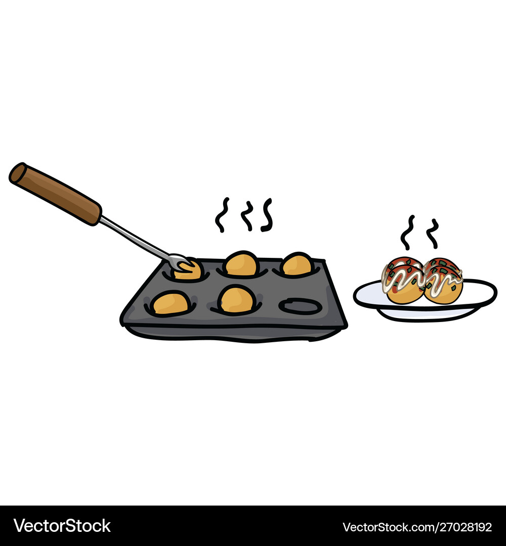 Cute takoyaki cooking hand drawn octopus Vector Image