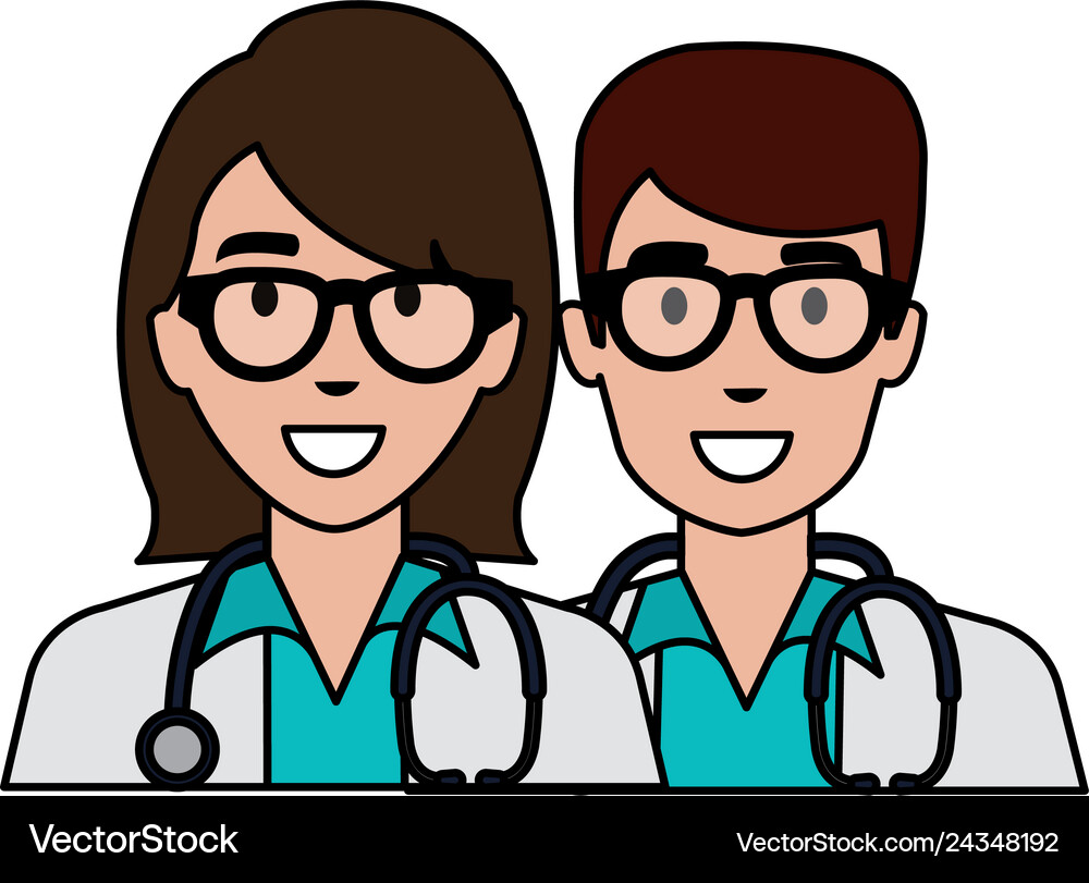 Doctors couple avatars characters Royalty Free Vector Image