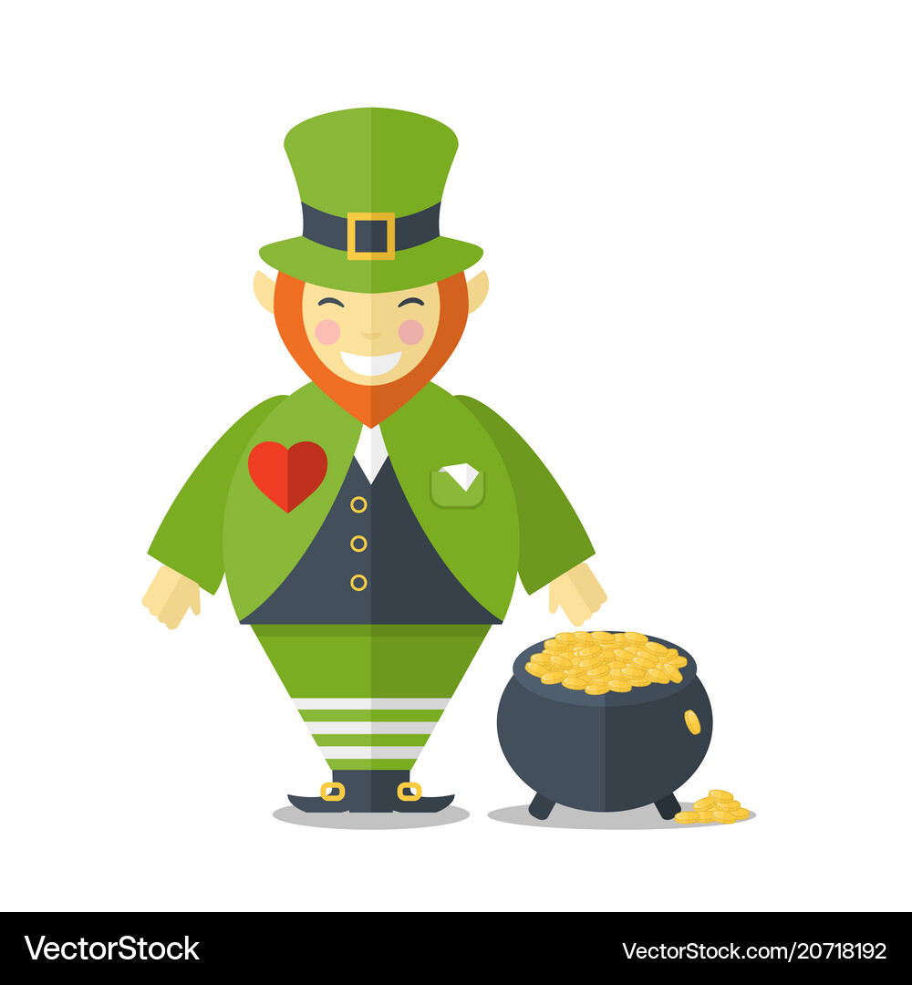 Happy leprechaun with a pot Royalty Free Vector Image