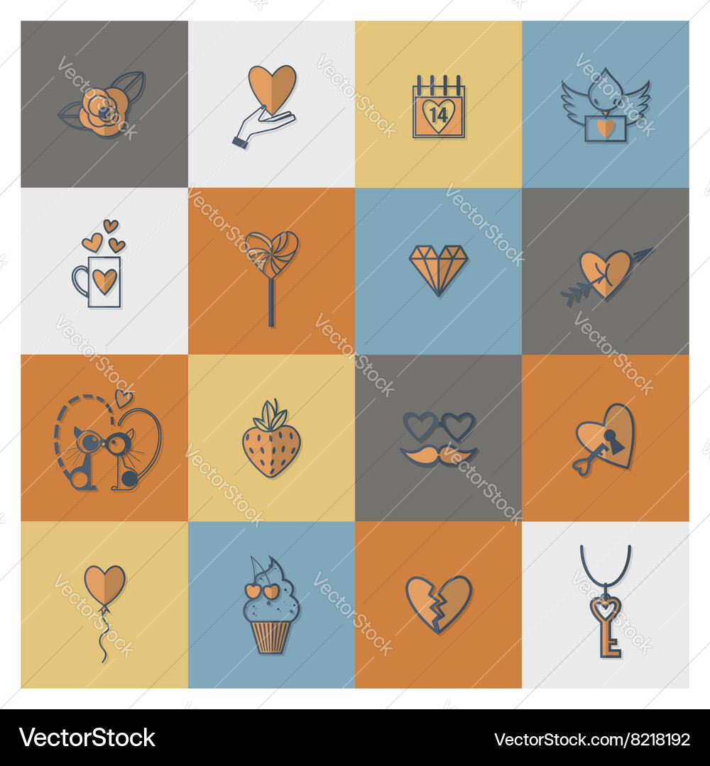 Happy valentines day icons Royalty Free Vector Image