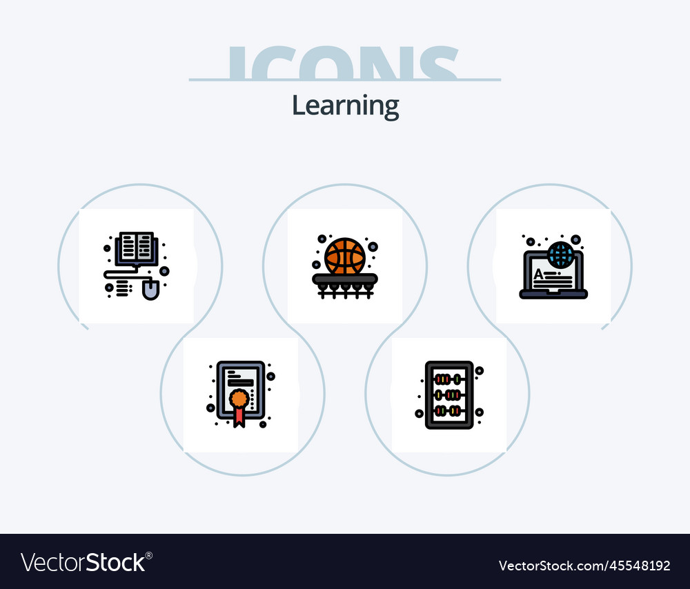 Learning line filled icon pack 5 icon design Vector Image