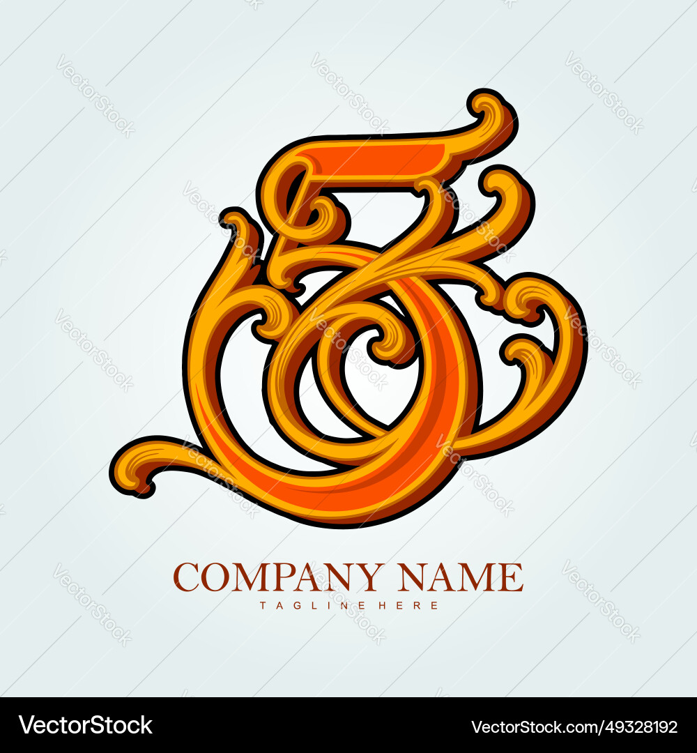 Luxury branding number 5 monogram logo Royalty Free Vector