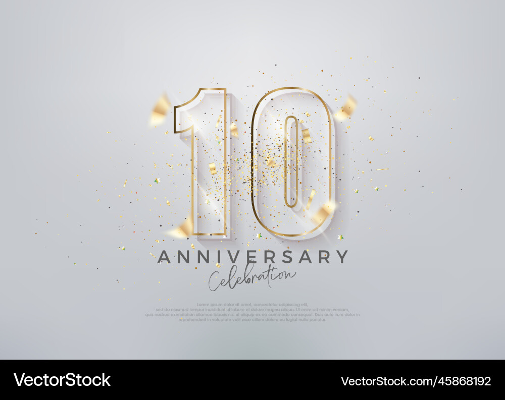 Modern number 10th with unique glass numerals Vector Image