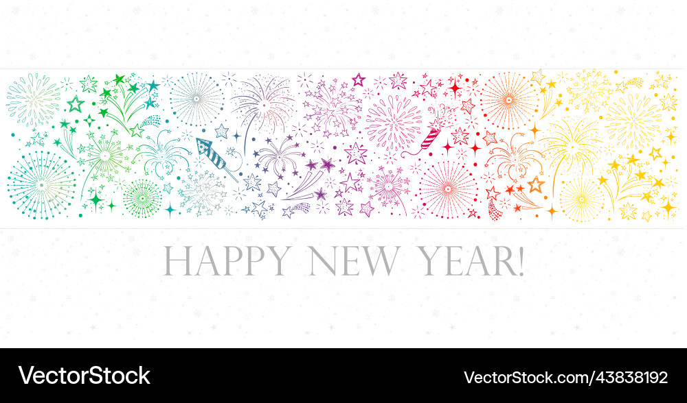 New year greeting card with doodle fireworks Vector Image
