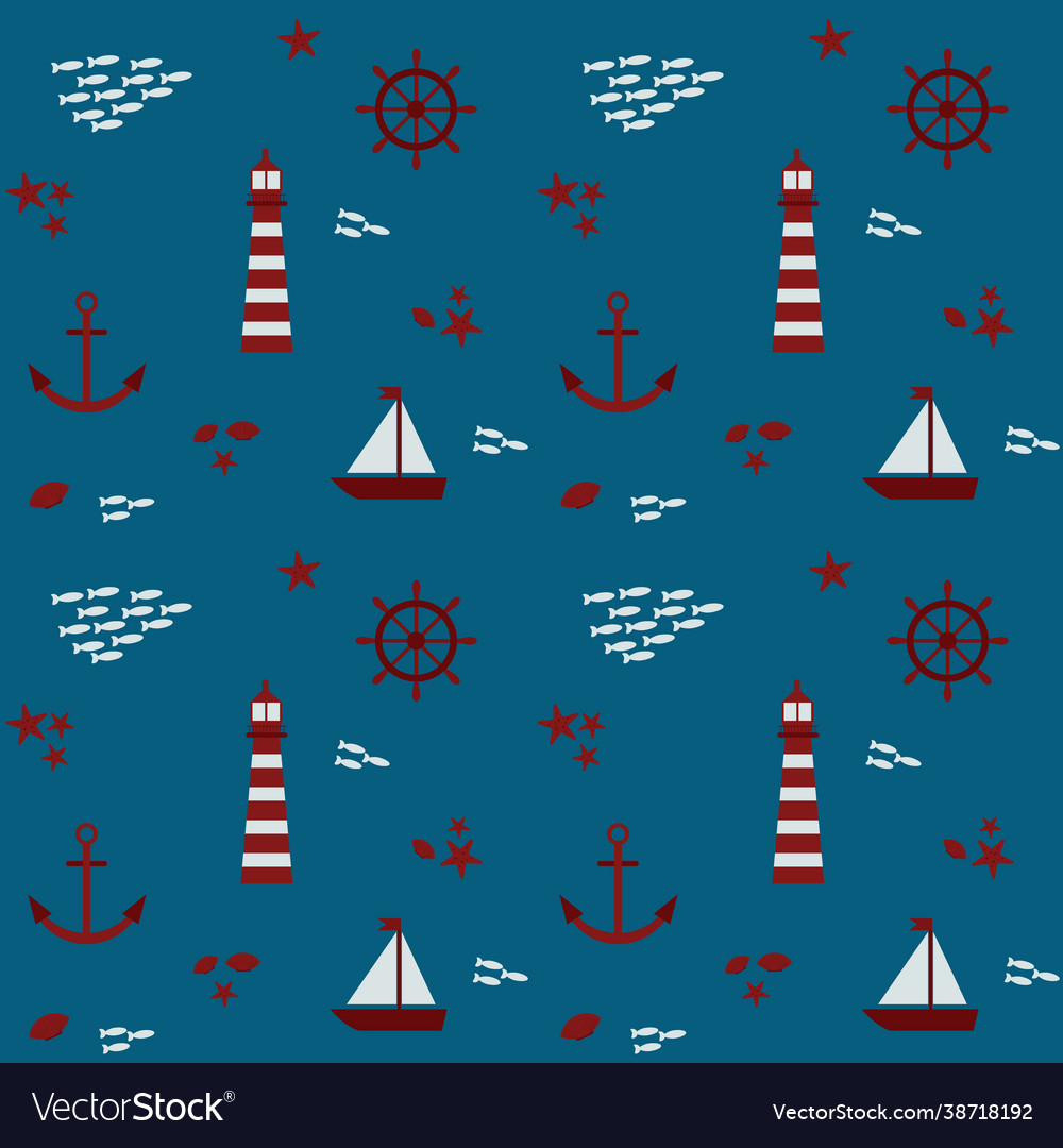 Pattern on marine theme Royalty Free Vector Image