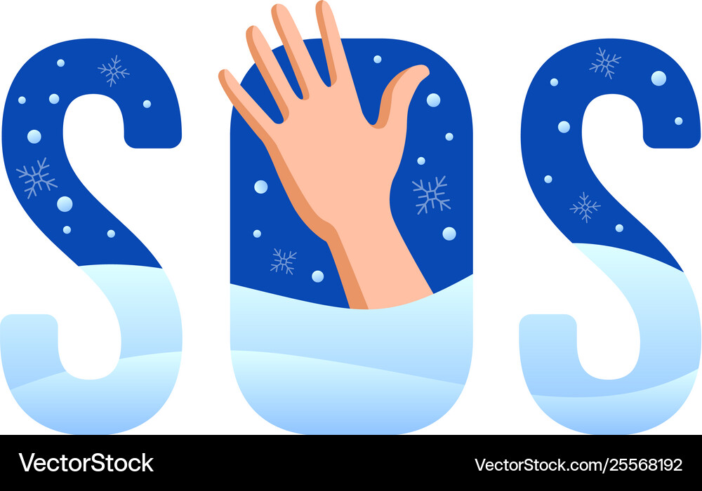Sign sos hand asks for help in a terrible frost Vector Image