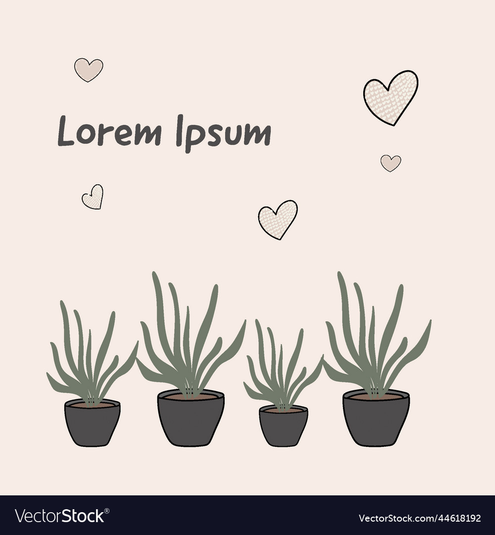 You can write text flower pots cute poster Vector Image You can write text flower pots cute poster Vector Image