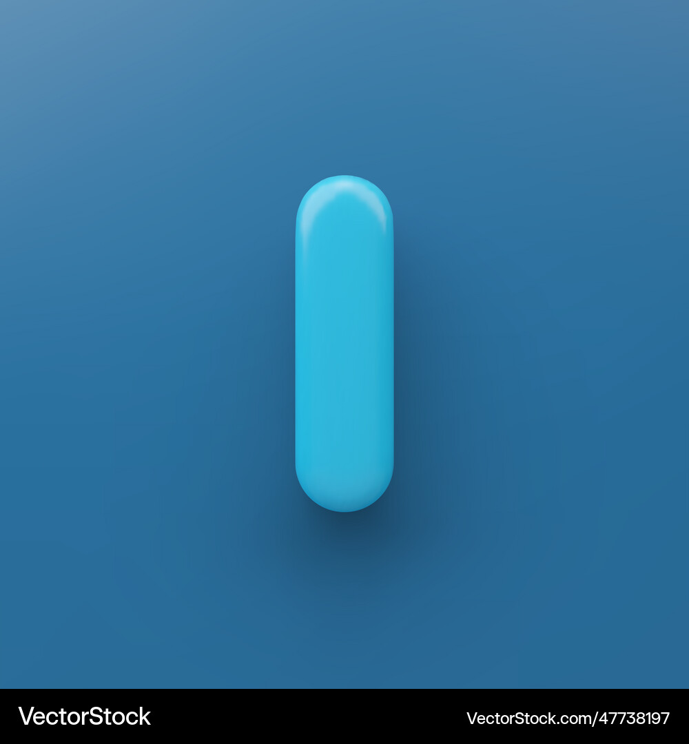 3d blue uppercase letter i with a glossy surface Vector Image