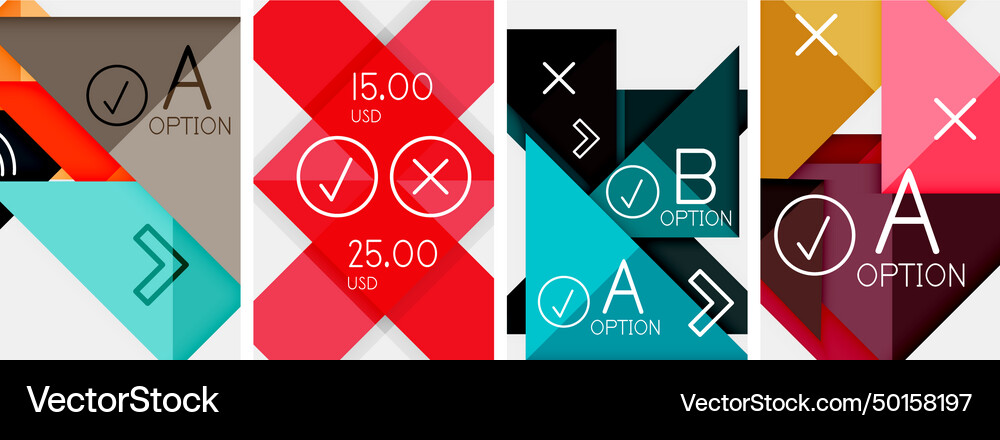 Arrow minimal geometric abstract poster designs Vector Image