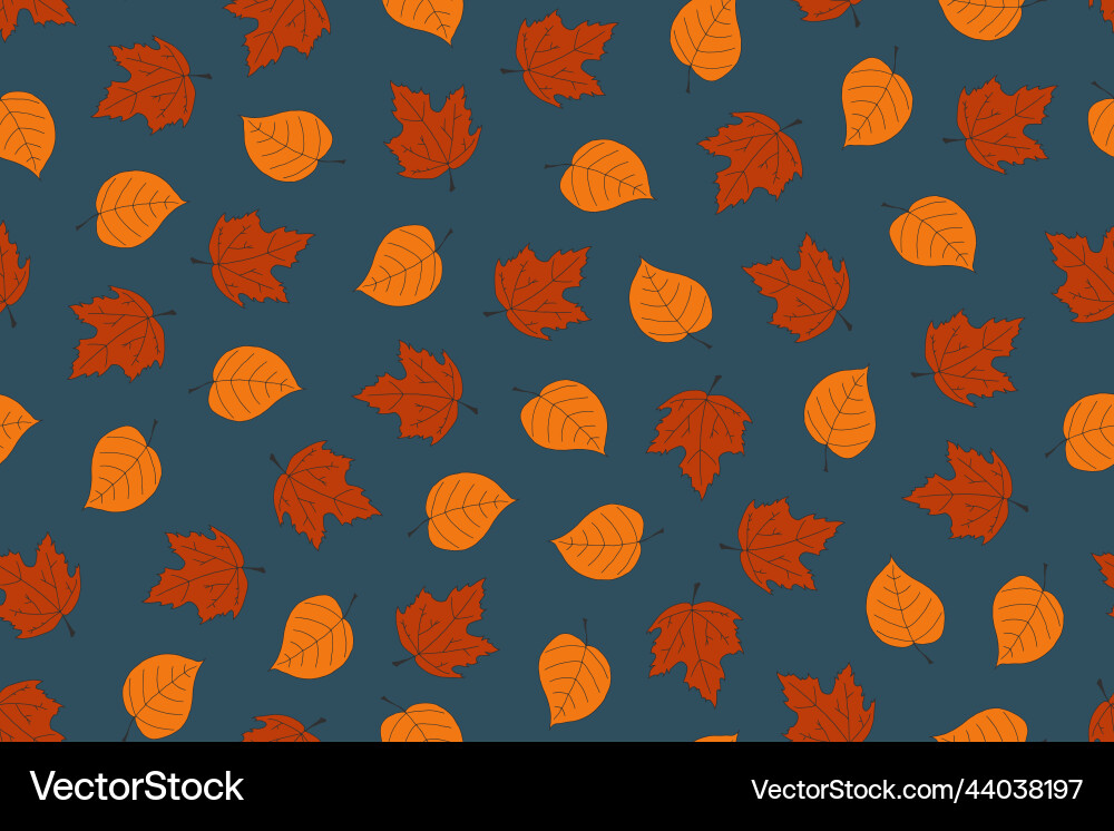 Autumn seamless background with falling leaves Vector Image