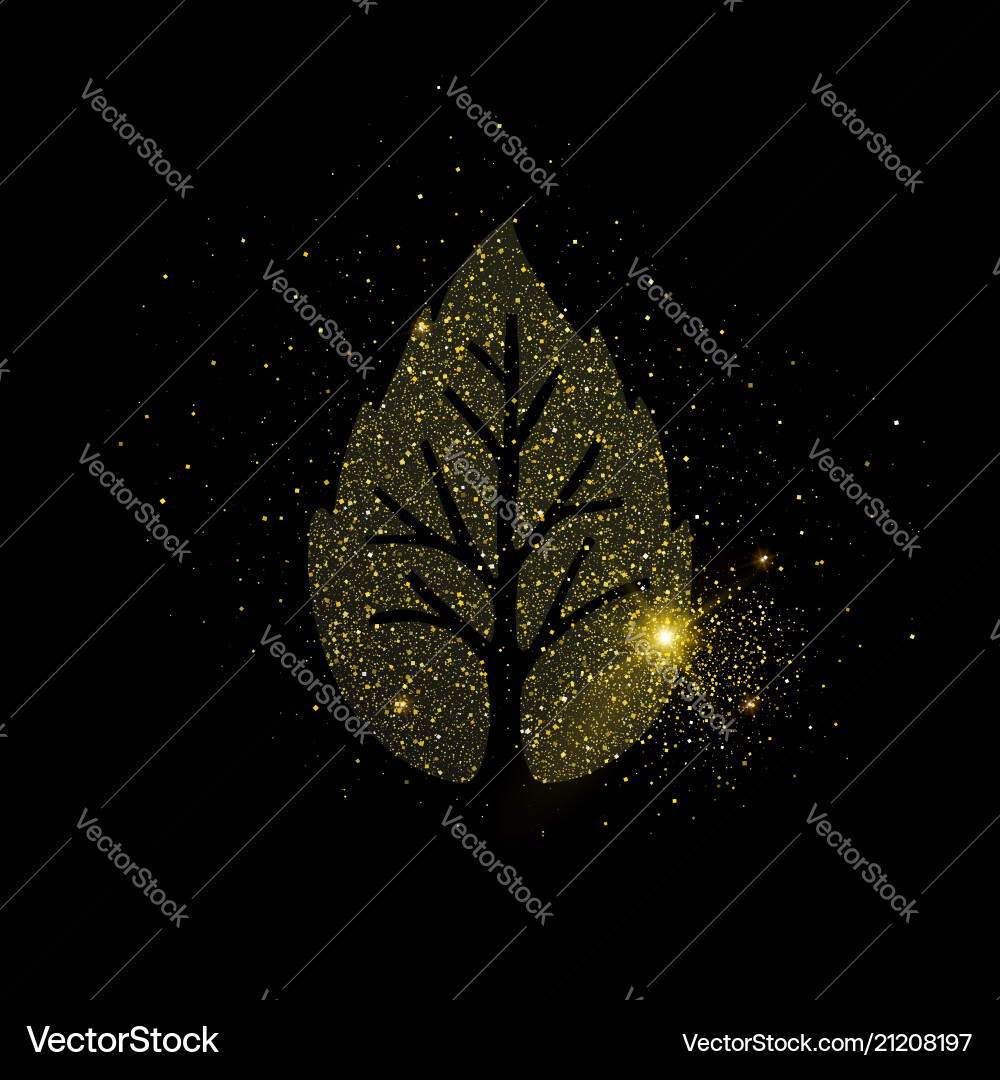 Gold glitter tree luxury golden Royalty Free Vector Image