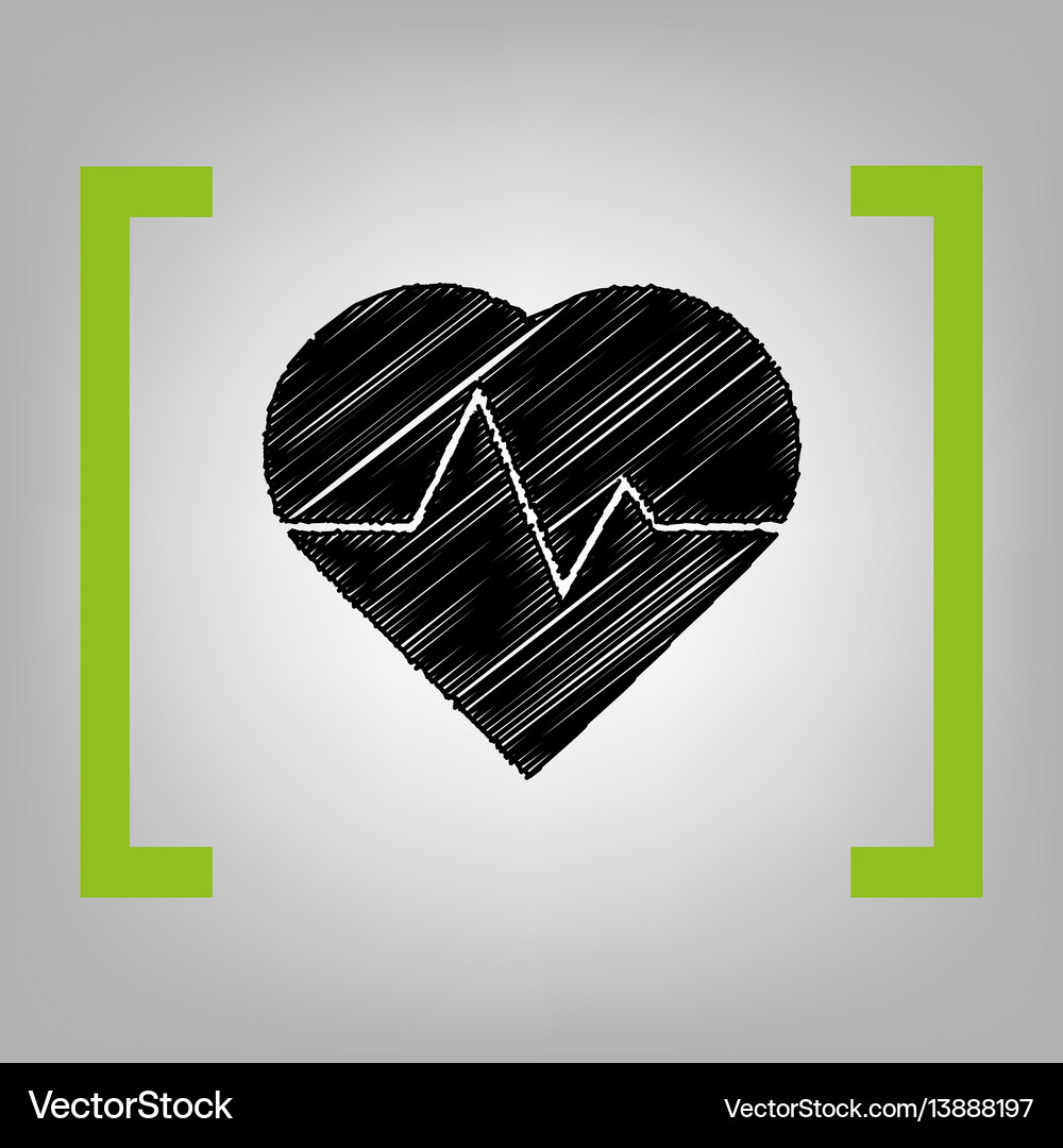 Heartbeat sign black Royalty Free Vector Image