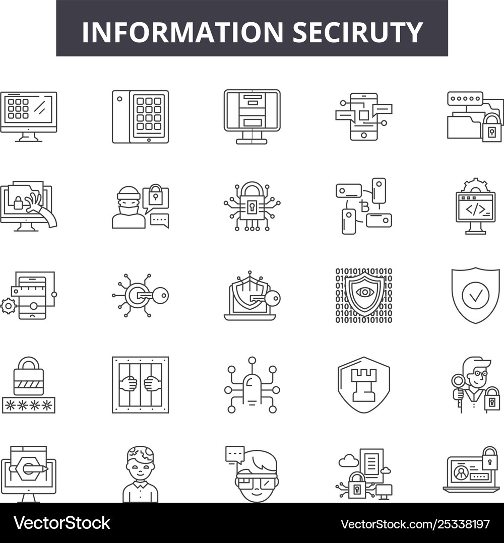 Information security line icons signs set Vector Image