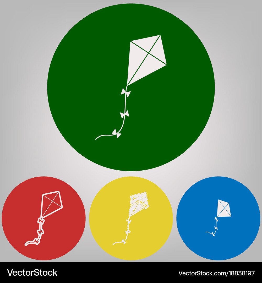 Kite sign 4 white styles icon Royalty Free Vector Image