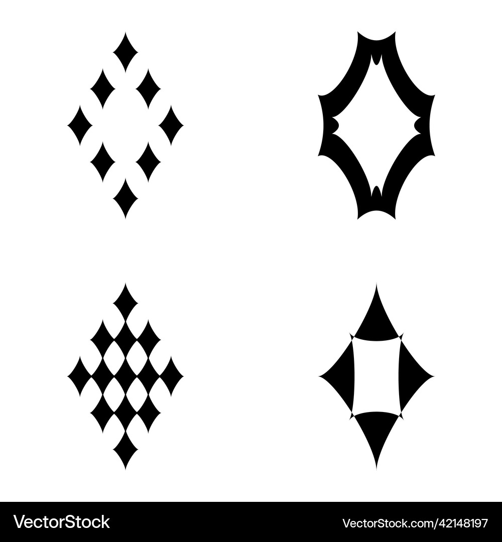 Rhombic star2 flat icon set isolated on white Vector Image