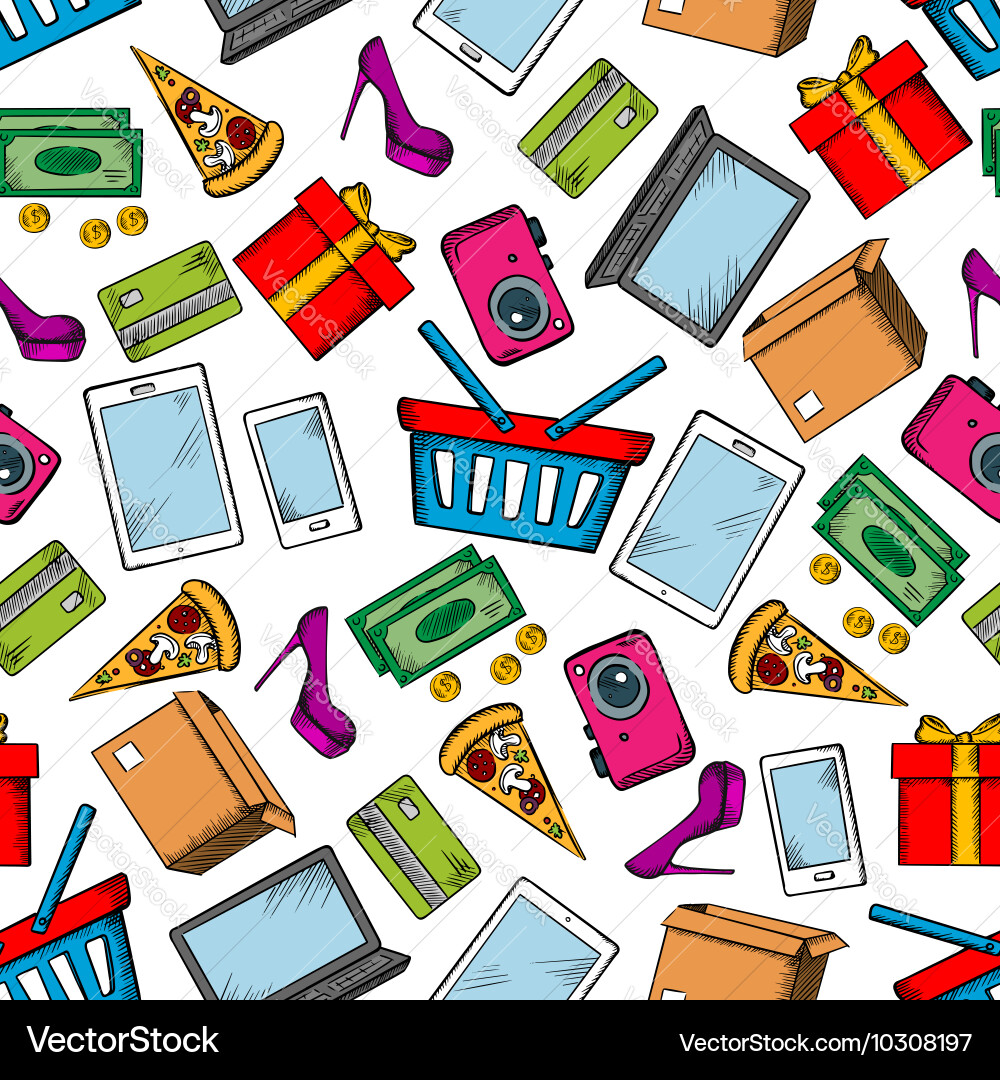 Shopping and leisure seamless background Vector Image