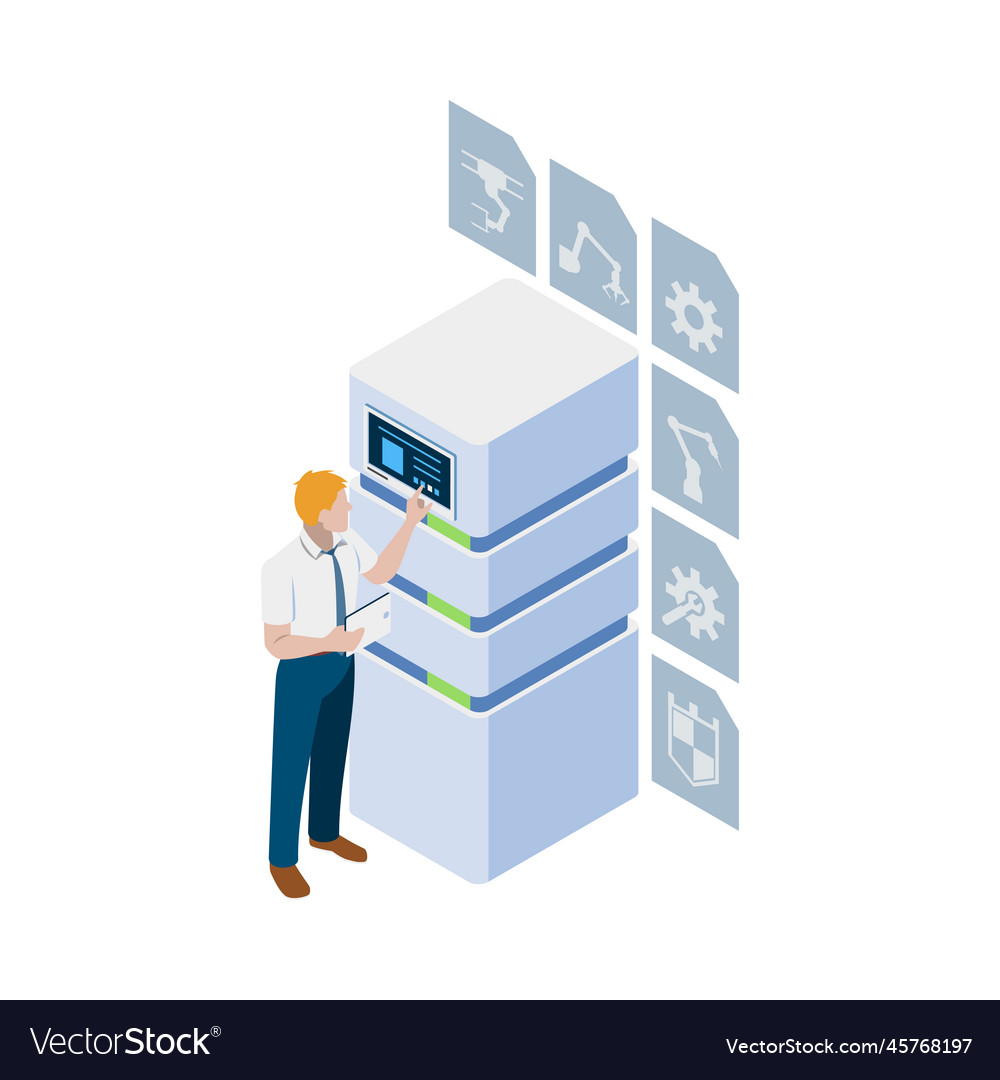 Smart server check composition Royalty Free Vector Image