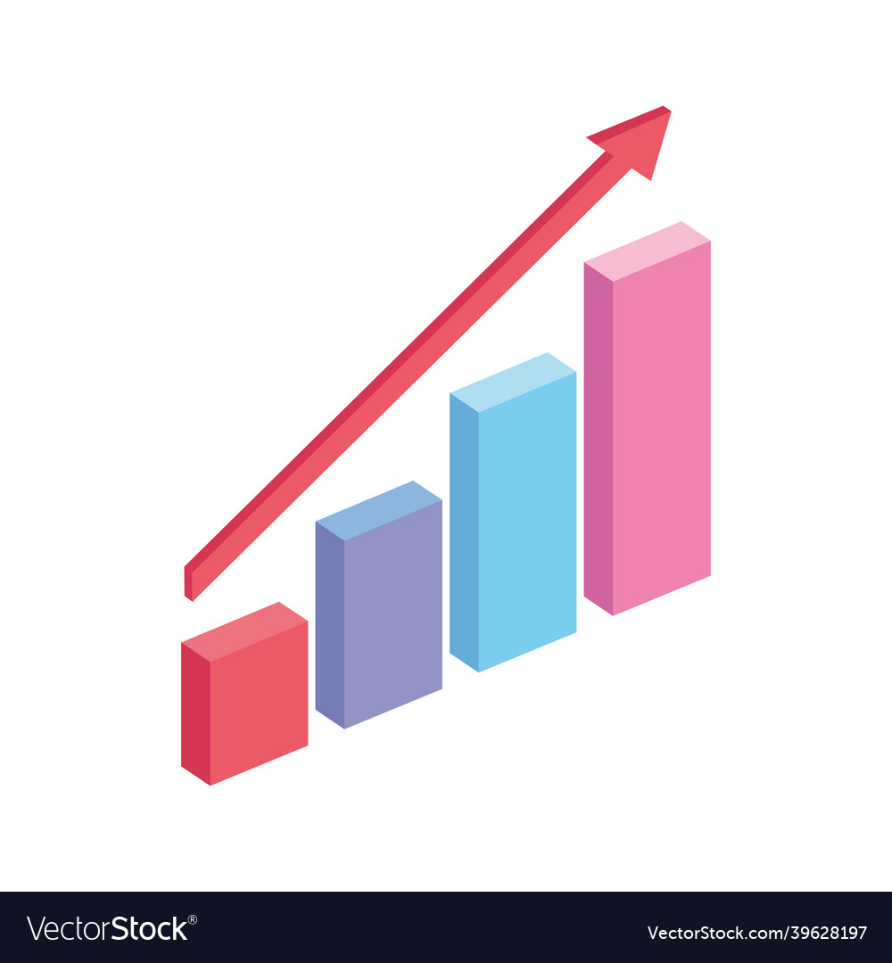 Statistics bars and arrow Royalty Free Vector Image