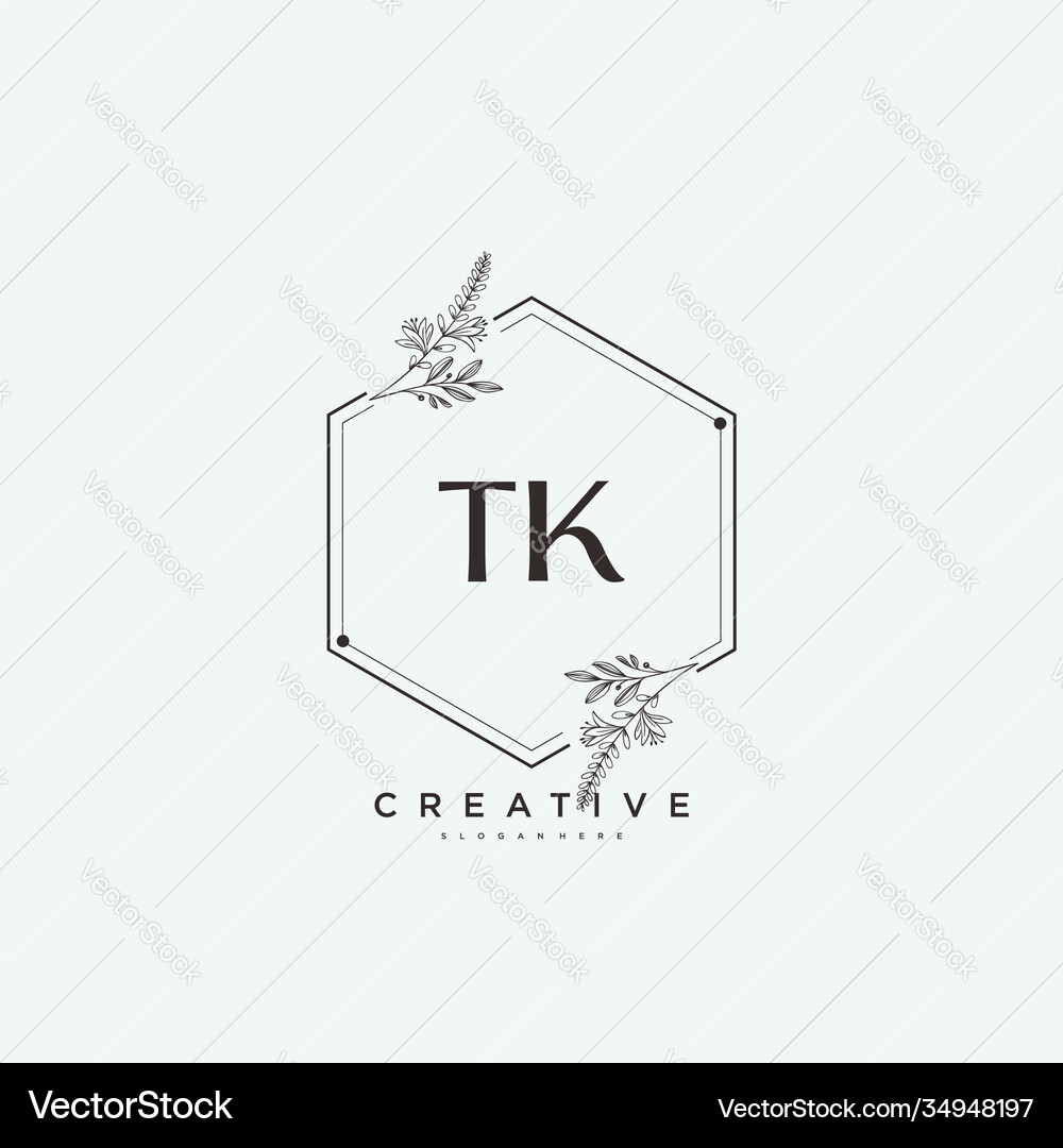 Tk beauty initial logo art handwriting logo Vector Image