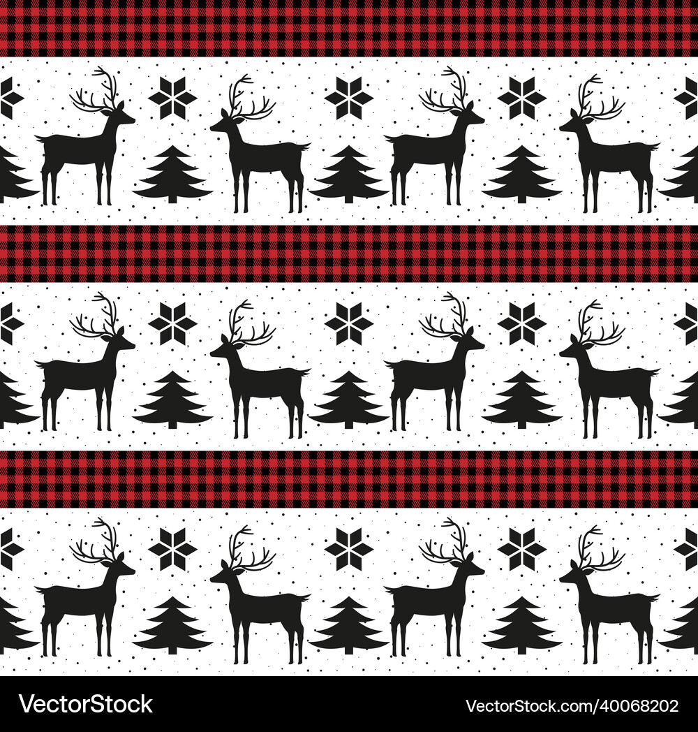 Christmas and new year pattern at buffalo plaid Vector Image