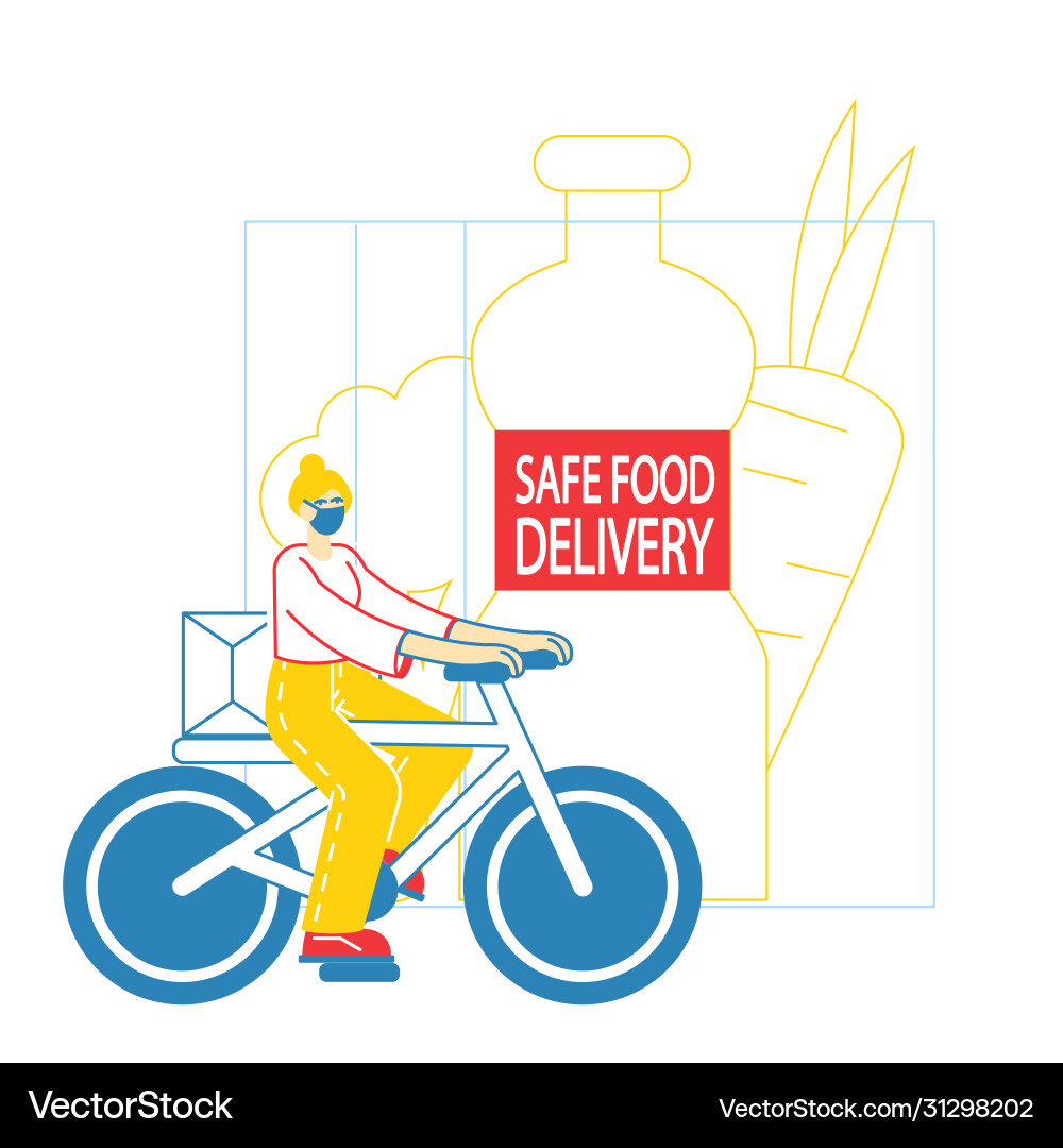Courier characters delivering food products Vector Image