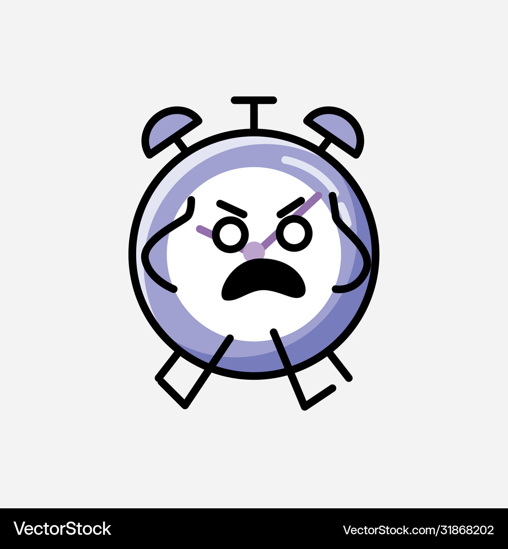 Cute alarm clock mascot character in flat design Vector Image