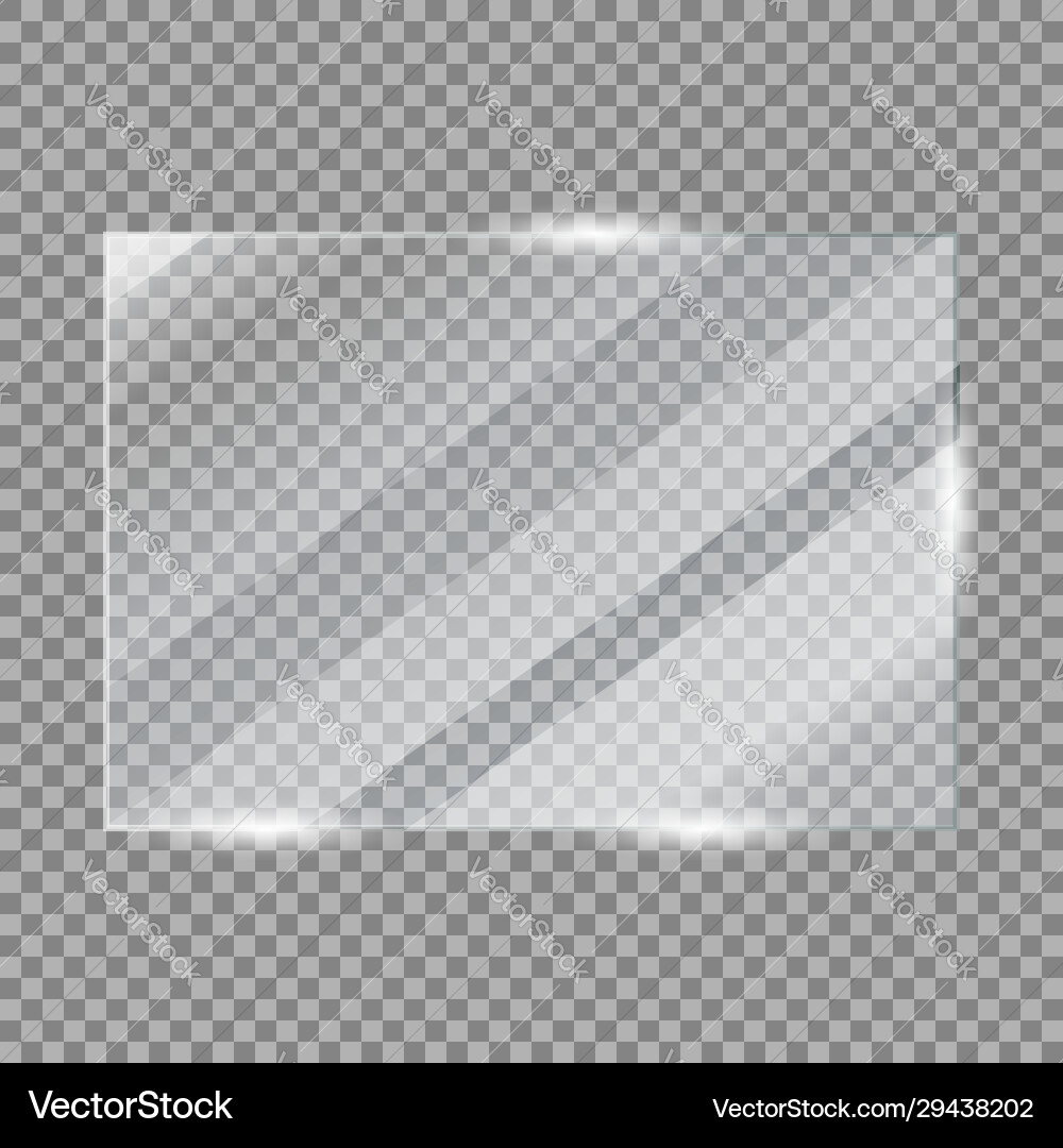 Glass plate frame realistic glossy window glass Vector Image