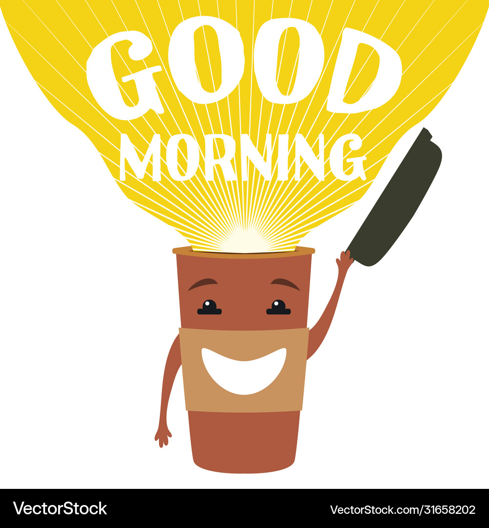 Graphic with cute cup coffee to go smiley Vector Image