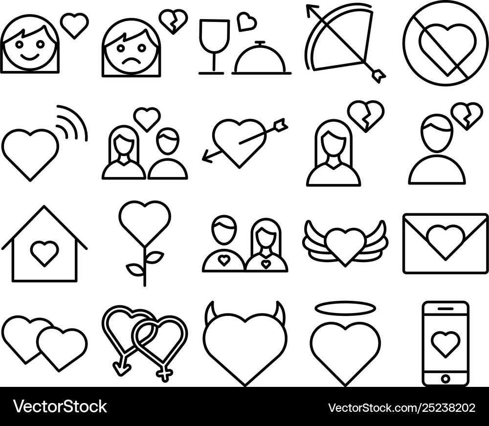 Love and romance isolated icon set that ca Vector Image