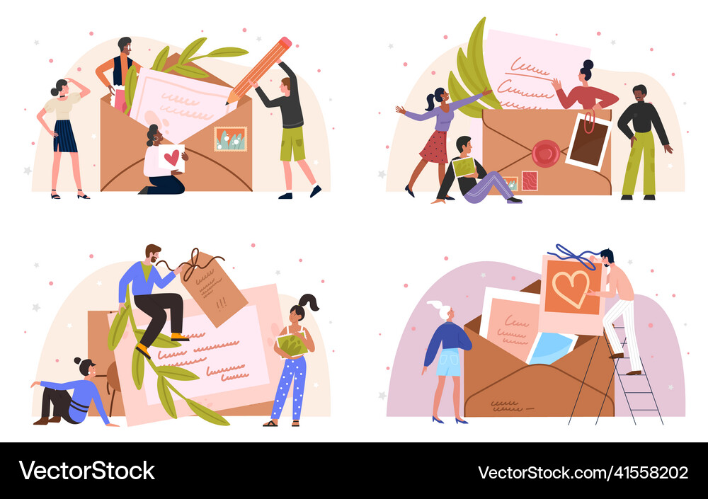 People with mail correspondence letter in paper Vector Image