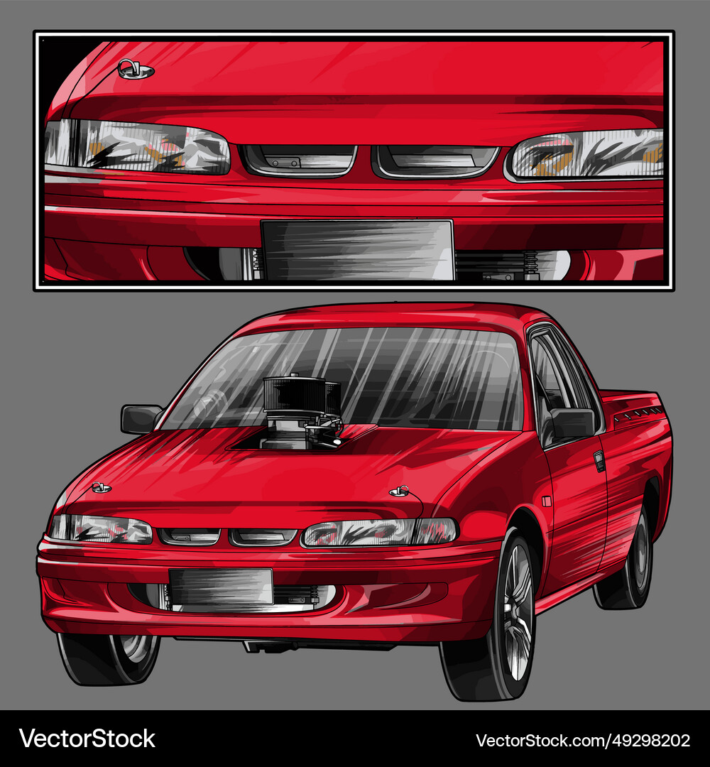 Red drag racing car with black strip Royalty Free Vector