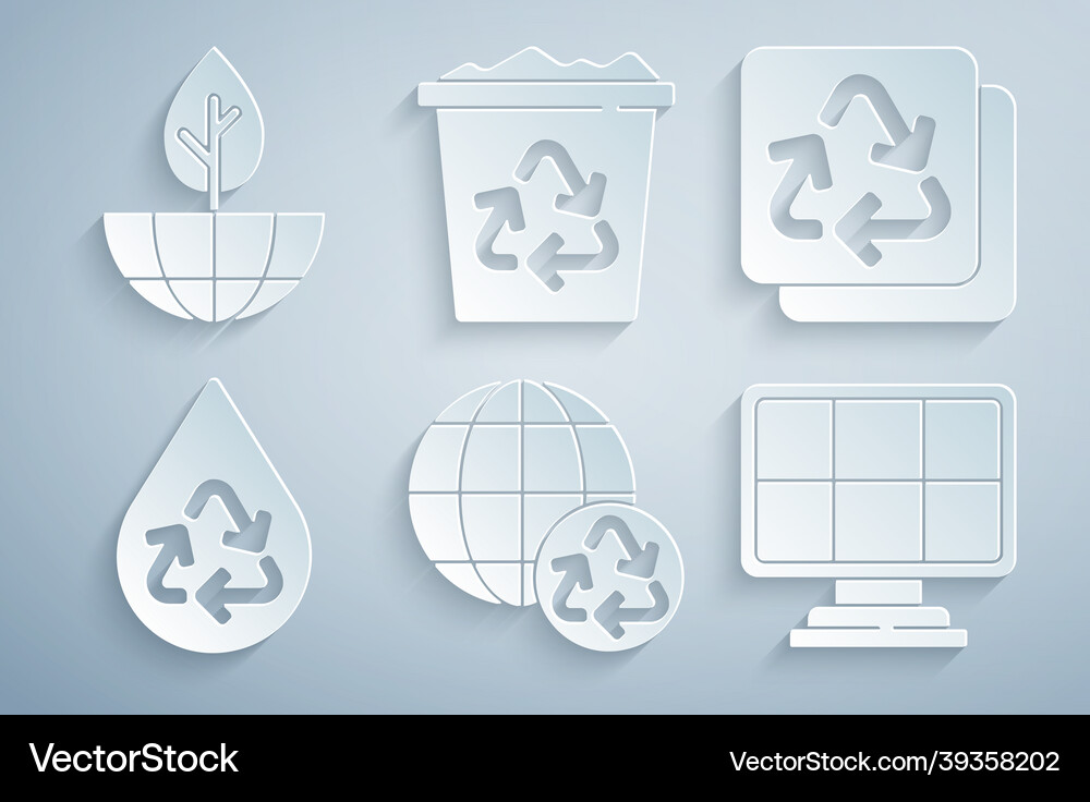 Set planet earth and recycling recycle clean Vector Image