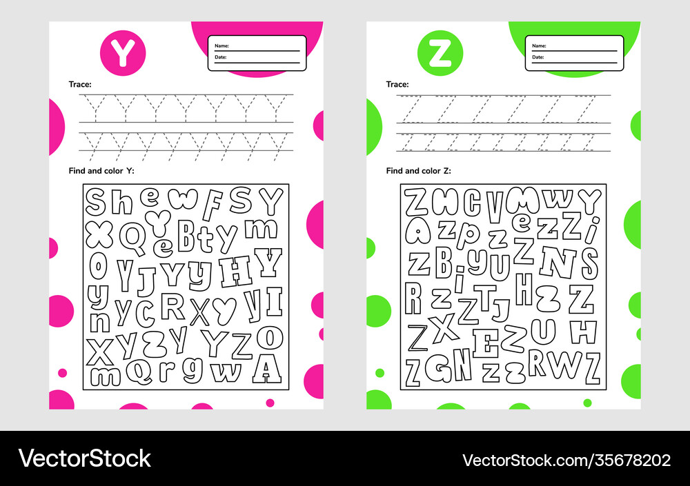 Set trace letter worksheet a4 for kids preschool Vector Image