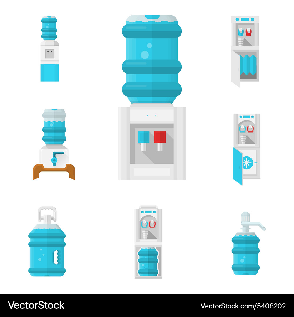 Water coolers flat color icons set Royalty Free Vector Image